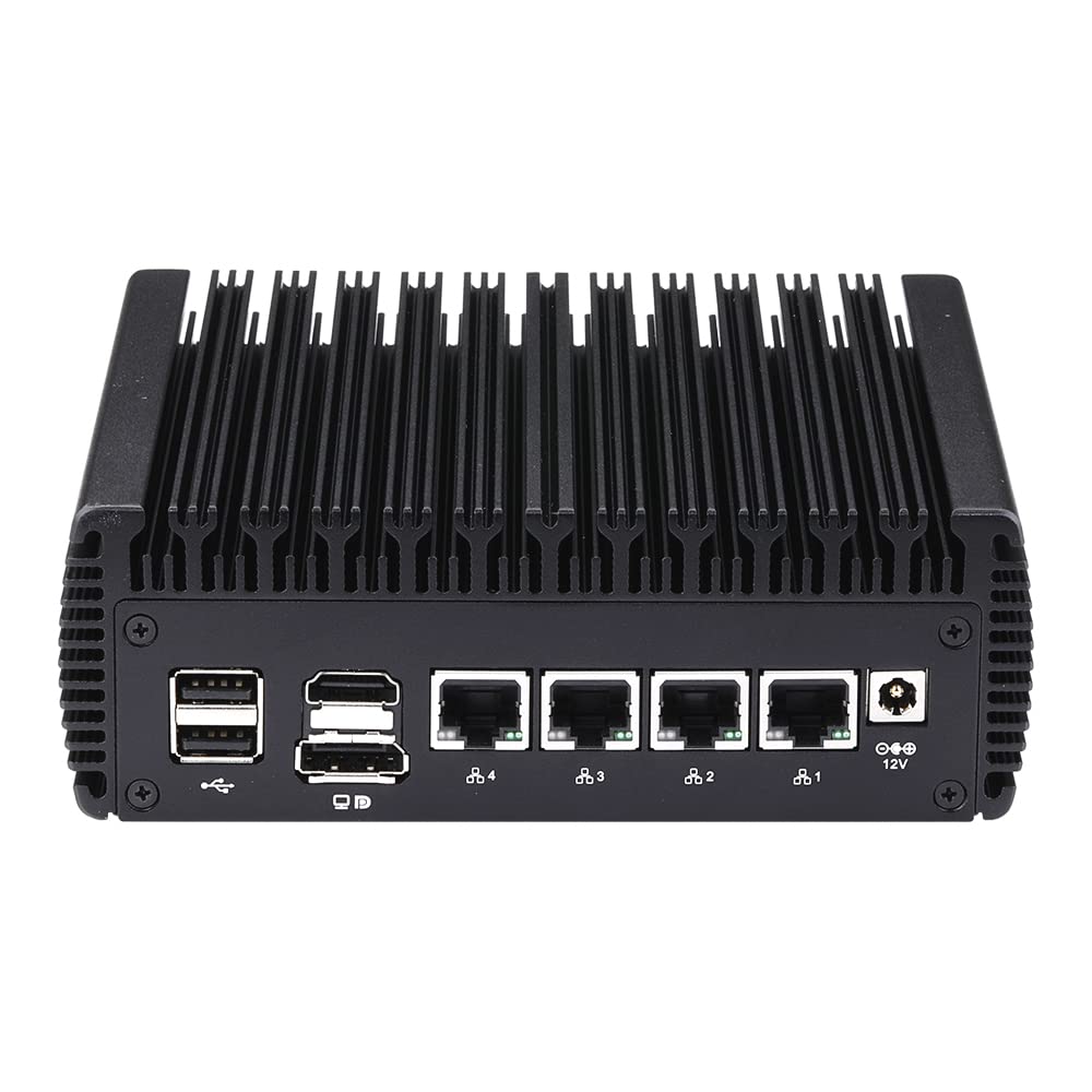 Qotom 2.5G LAN Mini Desktop PC Firewall 4 LAN,Celeron N5105,AES-NI 2GHz 8G RAM 128G M.2 SSD Quad core Fanless Mini Computer Router