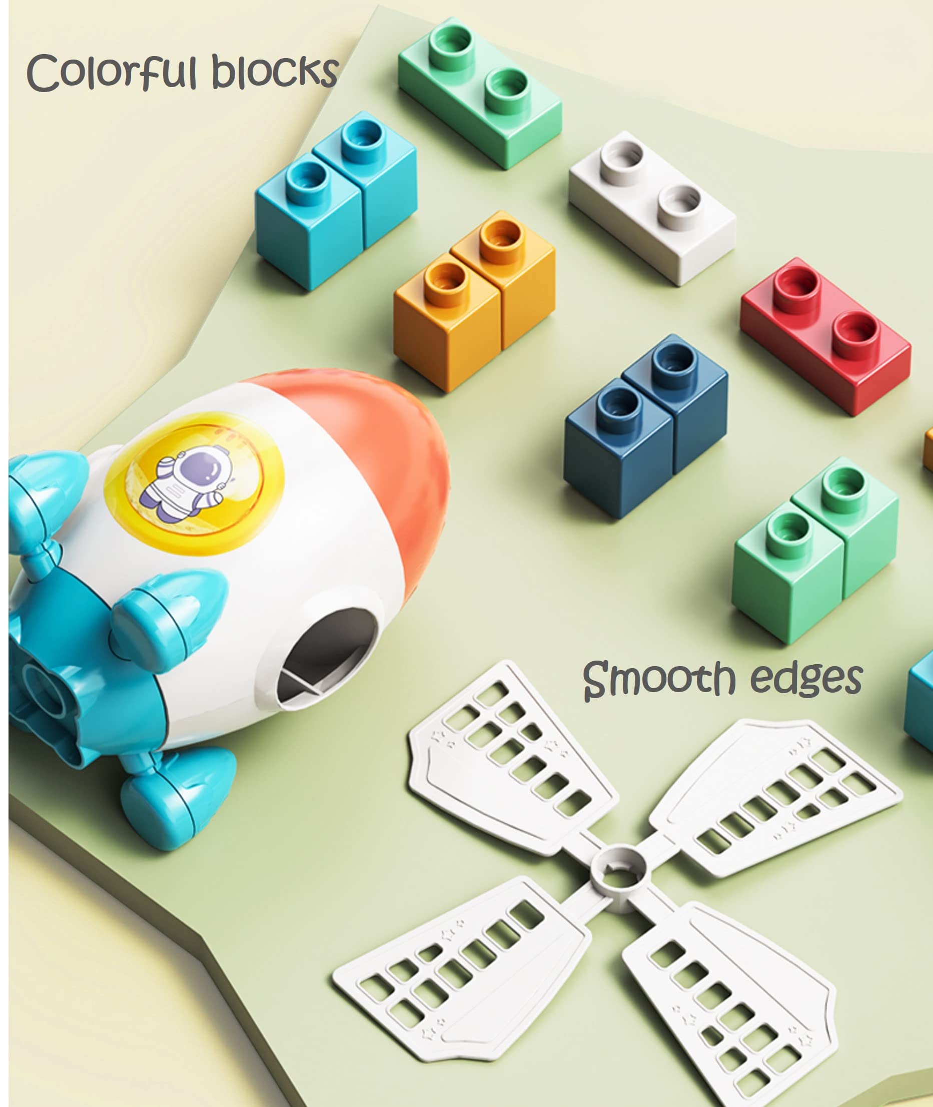 Moritiz Marble Run Building Block Toy Set, Gravity Marble Maze, Marbles for Kids, 71 pcs, Rocket Theme, Big Bricks, Compatible with Others Block, STEM Educational Toys. Starter Set for