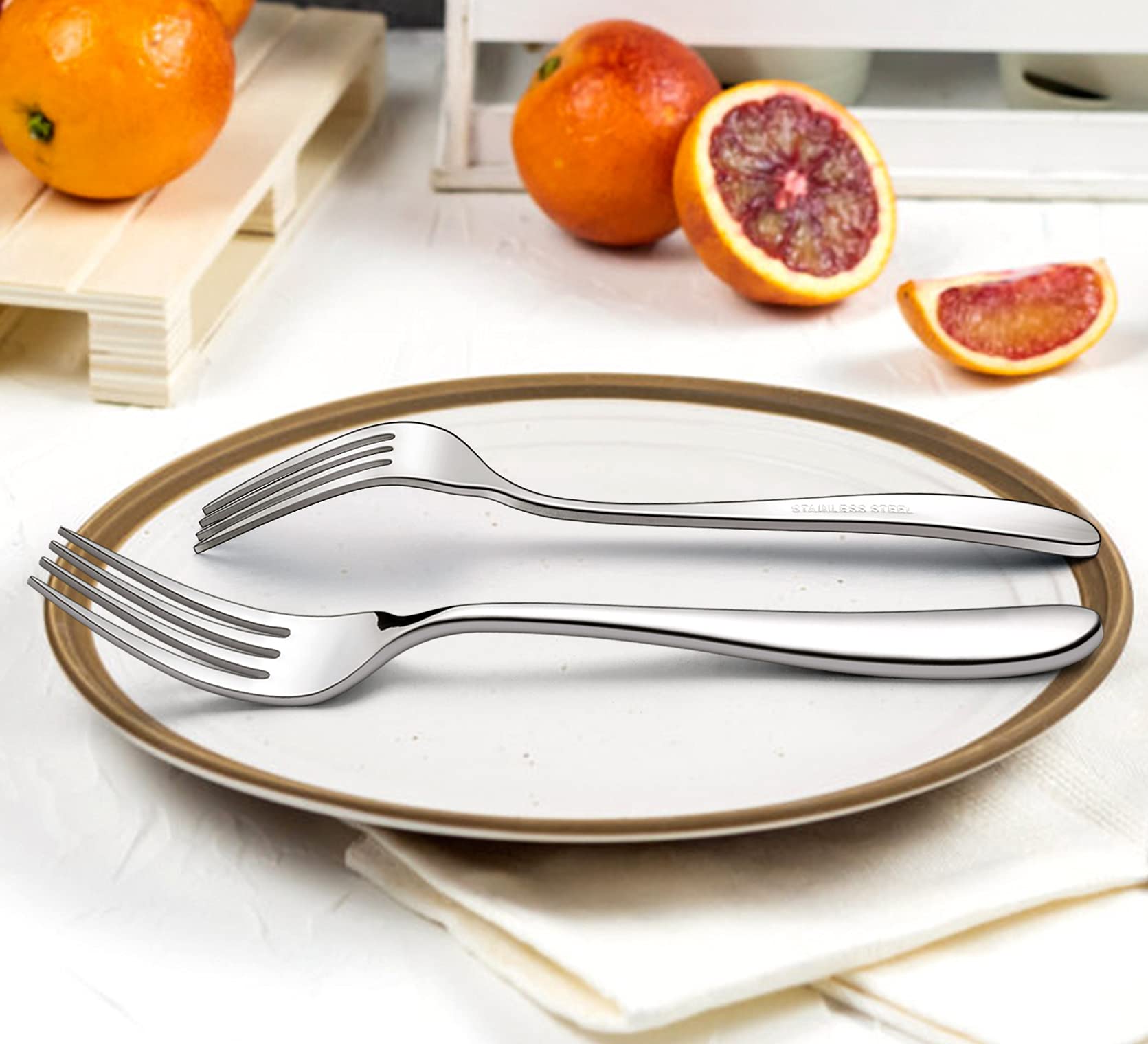 LIANYU 45-Piece Heavy Duty Silverware Set with Serving Utensils, Stainless Steel Flatware Set for 8, Thick Cutlery Eating Utensils Include Fork Knife Spoon, Mirror Finished, Dishwasher Safe