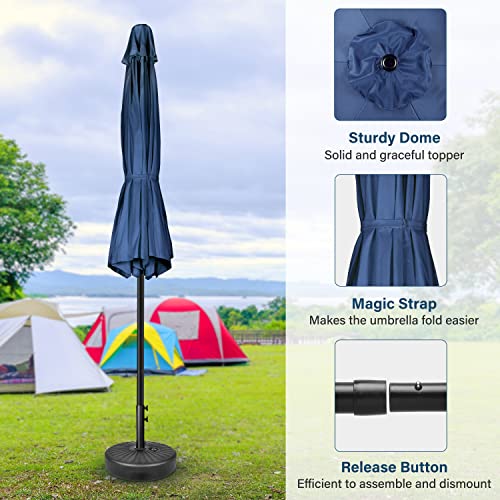 Simple Deluxe 7.5ft Patio Umbrella Outdoor Table Market Yard Umbrella with Push Button Tilt/Crank, 6 Sturdy Ribs for Garden, Deck, Backyard, Pool, Blue