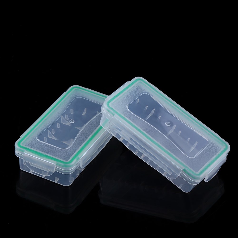 plplaaoo Battery Cases, 2 Pcs Battery Organizer Holder, Hard Wear Resistant Plastic Waterproof Battery Storage Box, Convenient Durable 18650 Batteries Holder Storage Box, Protector Cover Battery B