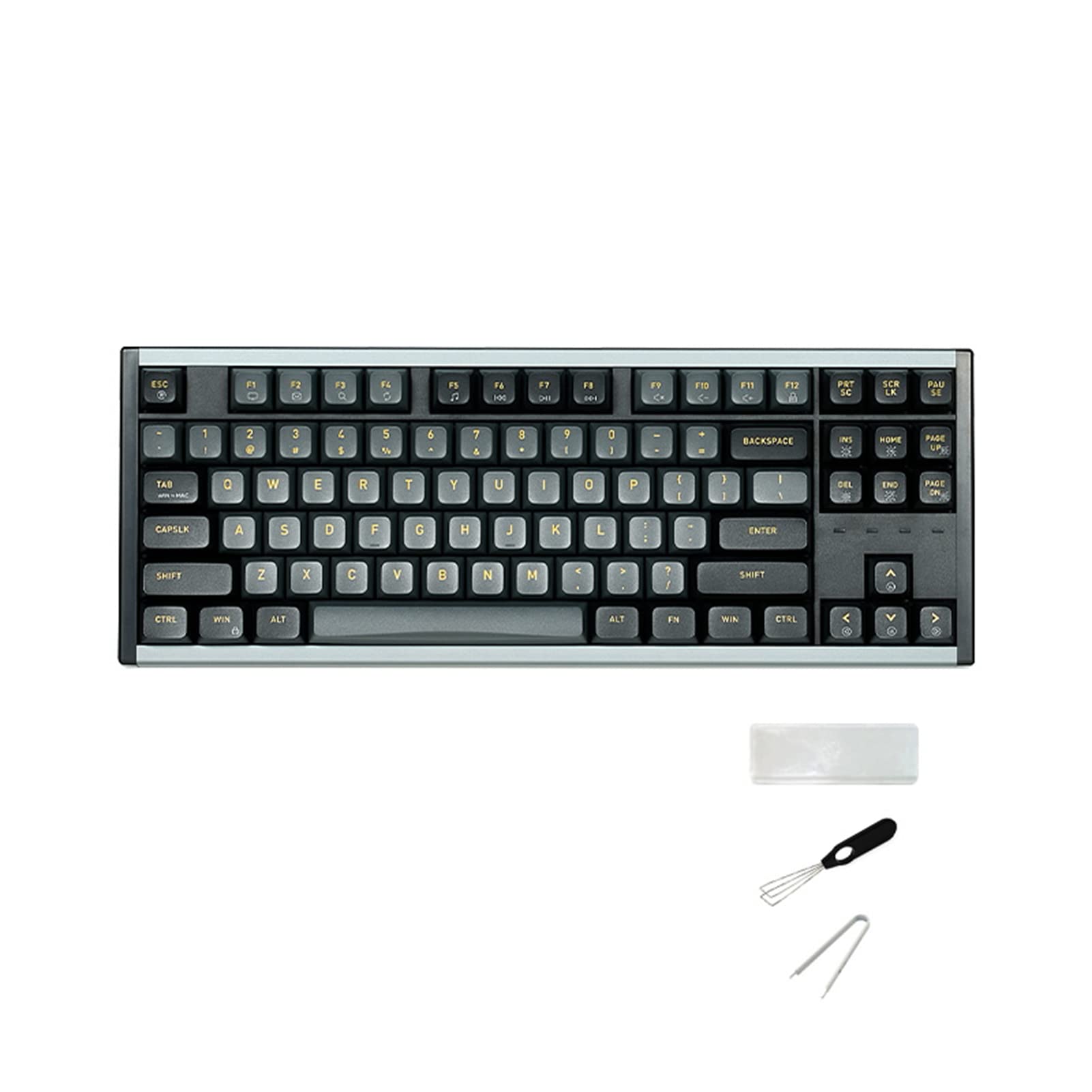 PLRG CNC Aluminum Mechanical Keyboard, 87 Key PBT Keycap Wired RGB Hotswap Anti-ghosting Ergonomic Gaming Keyboard Green Switch