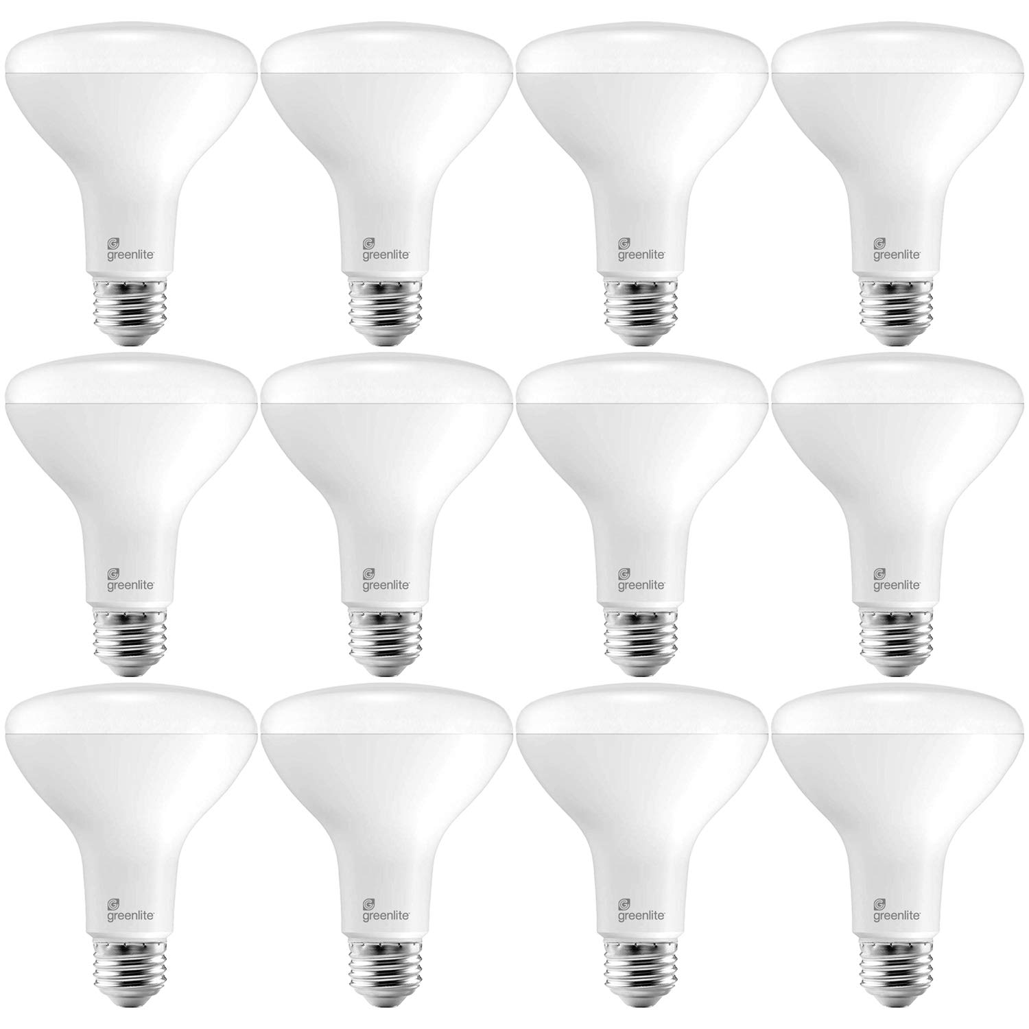 Greenlite BR30 LED Flood Light Bulbs, 65W Equivalent, 670 Lumens, Dimmable, Energy Star, E26 Medium Base, 3000K Bright White, 12-Pack