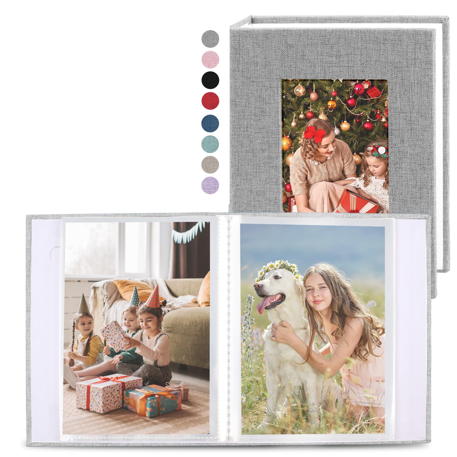 vivinin 2 Pack Photo Album 4x6, Linen Cover Photo Album, Small Photo Album Book for 36 Pockets Hold 72 Pictures, Picture Book for Photos Family Anniversaries Baby Vacations(gray)