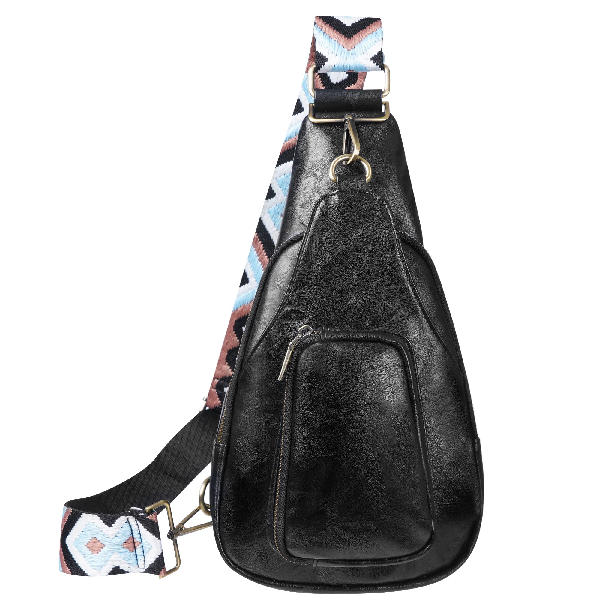KFXFENQ Sling Bag for Women PU Leather Sling Bags for Women Crossbody Fashion Sling Backpack Multipurpose Chest Bag for Women (1-Brown)