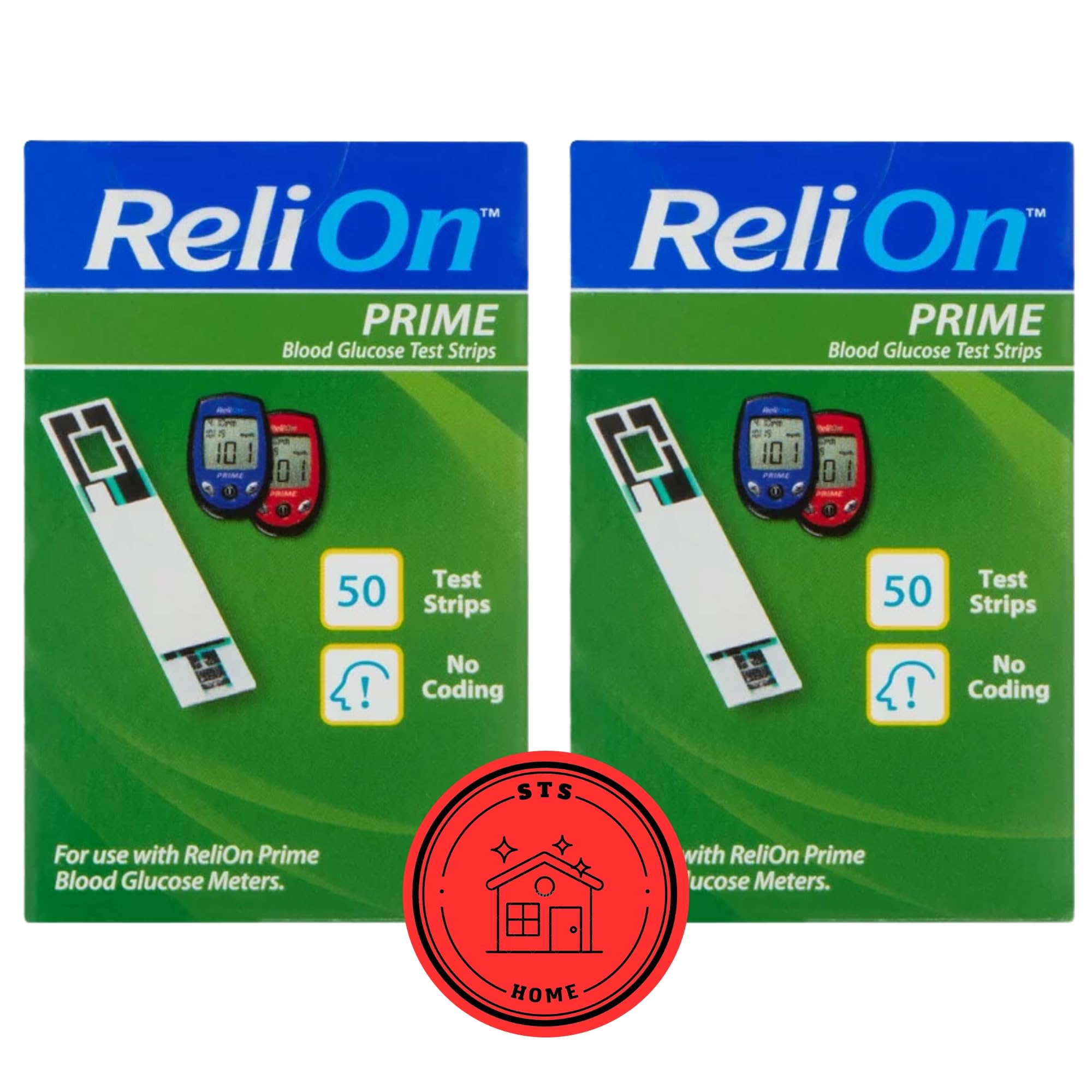 ReliOn Prime Blood Glucose Test Strips | Blood Glucose Test Strips | Test Strips for Diabetes | Blood Sugar Test Strips | Relion Prime | Reli On Prime Test Strips 50 Count (2 Pack) + STS Sticker