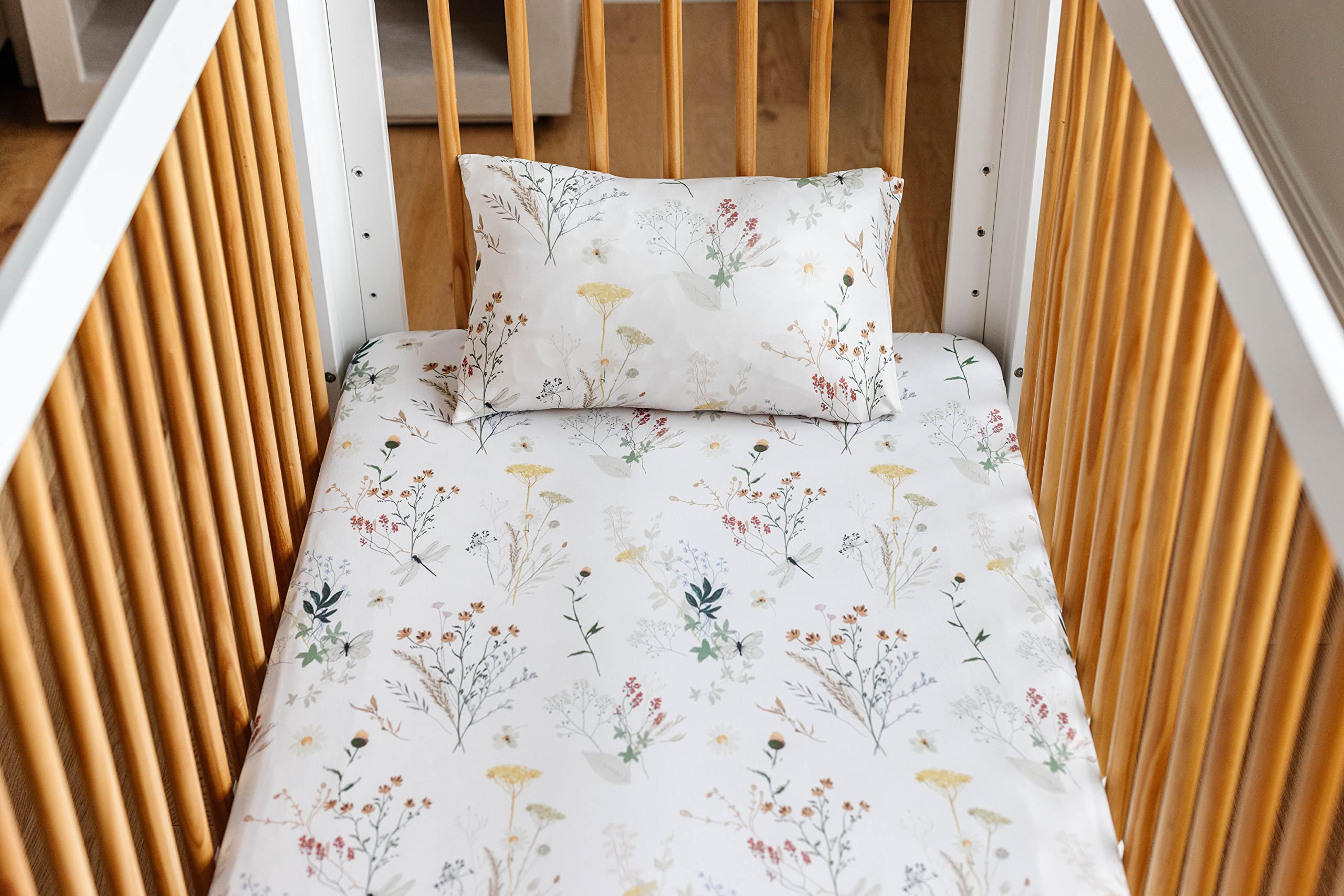 Pobibaby - 2 Pack Premium Toddler Pillowcase - Ultra Soft Jersey Knit - Crib Pillow, Kids Pillow, Travel Pillow Case Cover (Wildflower)