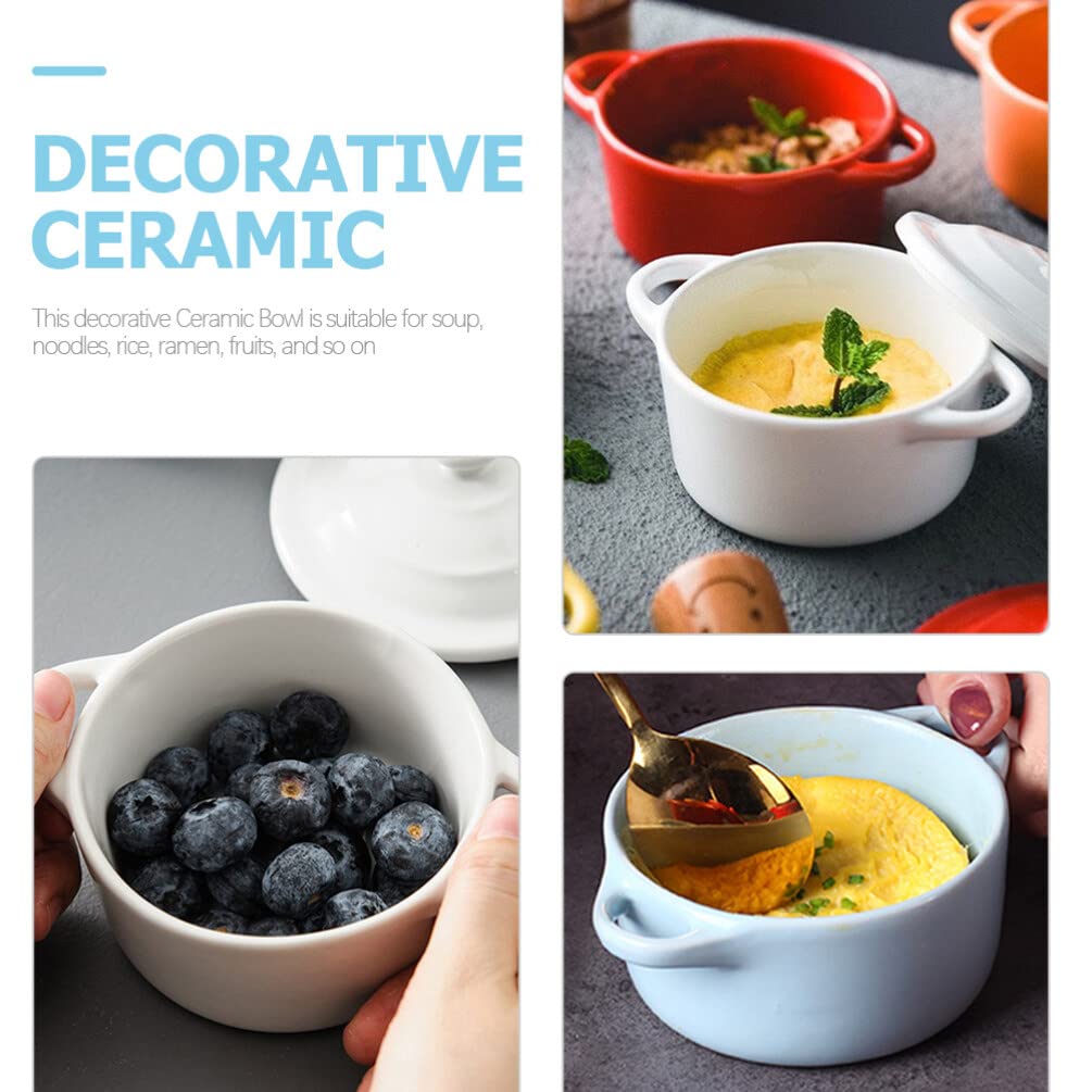 Kichvoe Ramekins 8 Oz Oven Safe With Lids 2pcs Porcelain Ramekins Creme Brulee Dishes Custard Cups Pudding Baking Bowl