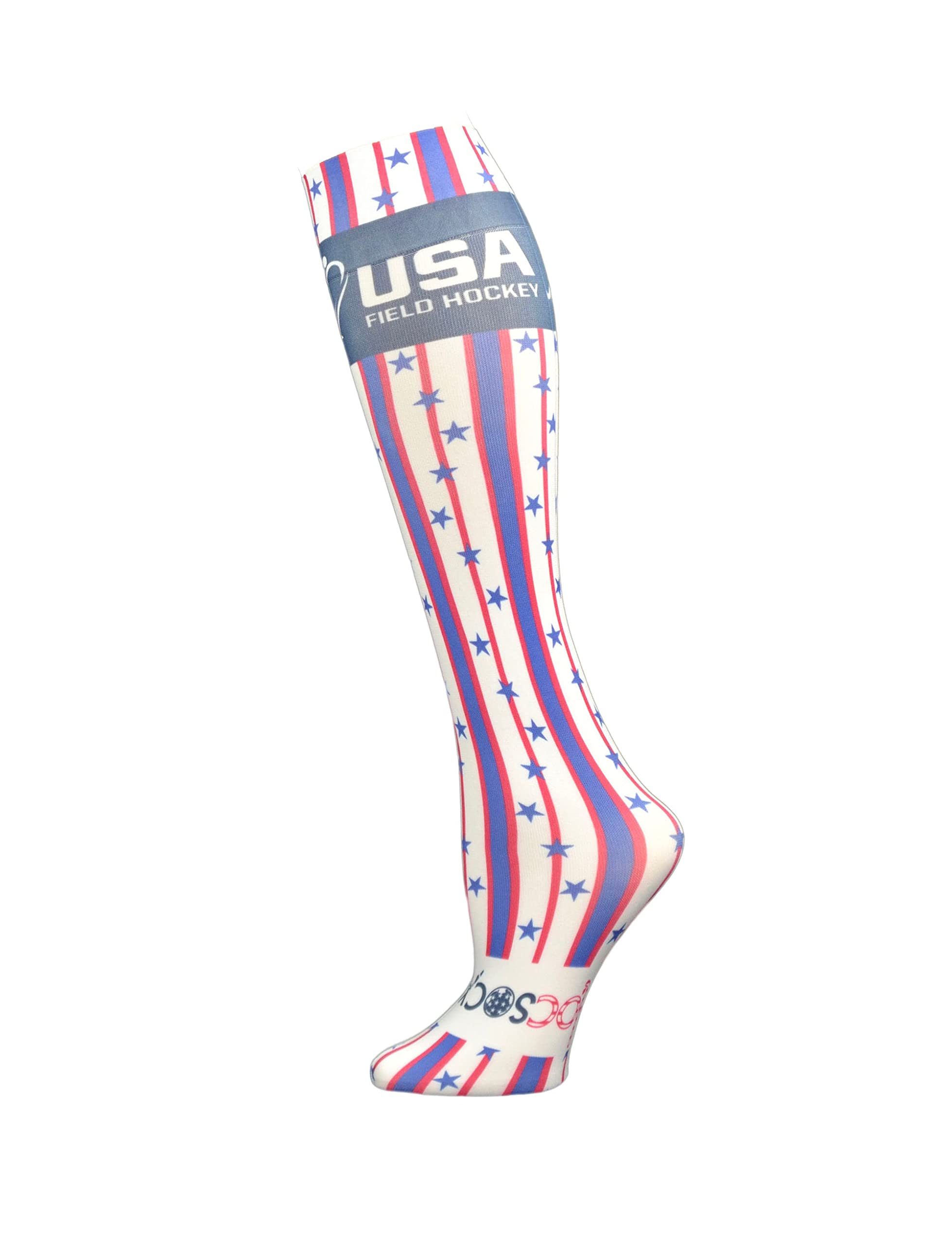 Hocsocx Team USA Stripes Performance Liner Socks Moisture Wicking Rash Protection for Field Hockey | Medium