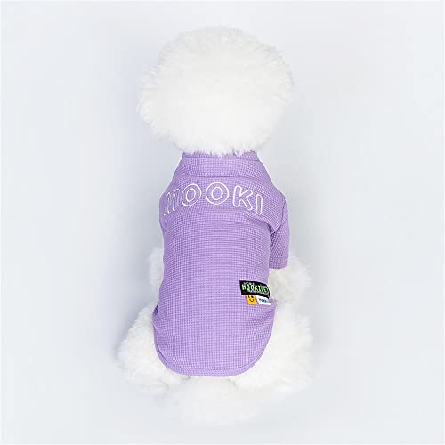 Pet Dog Clothes Puppy Sweater Purple Soft T-Shirt Spring and Autumn Sweatshirts Cat Lapel Collar Pullover (L,Purple)