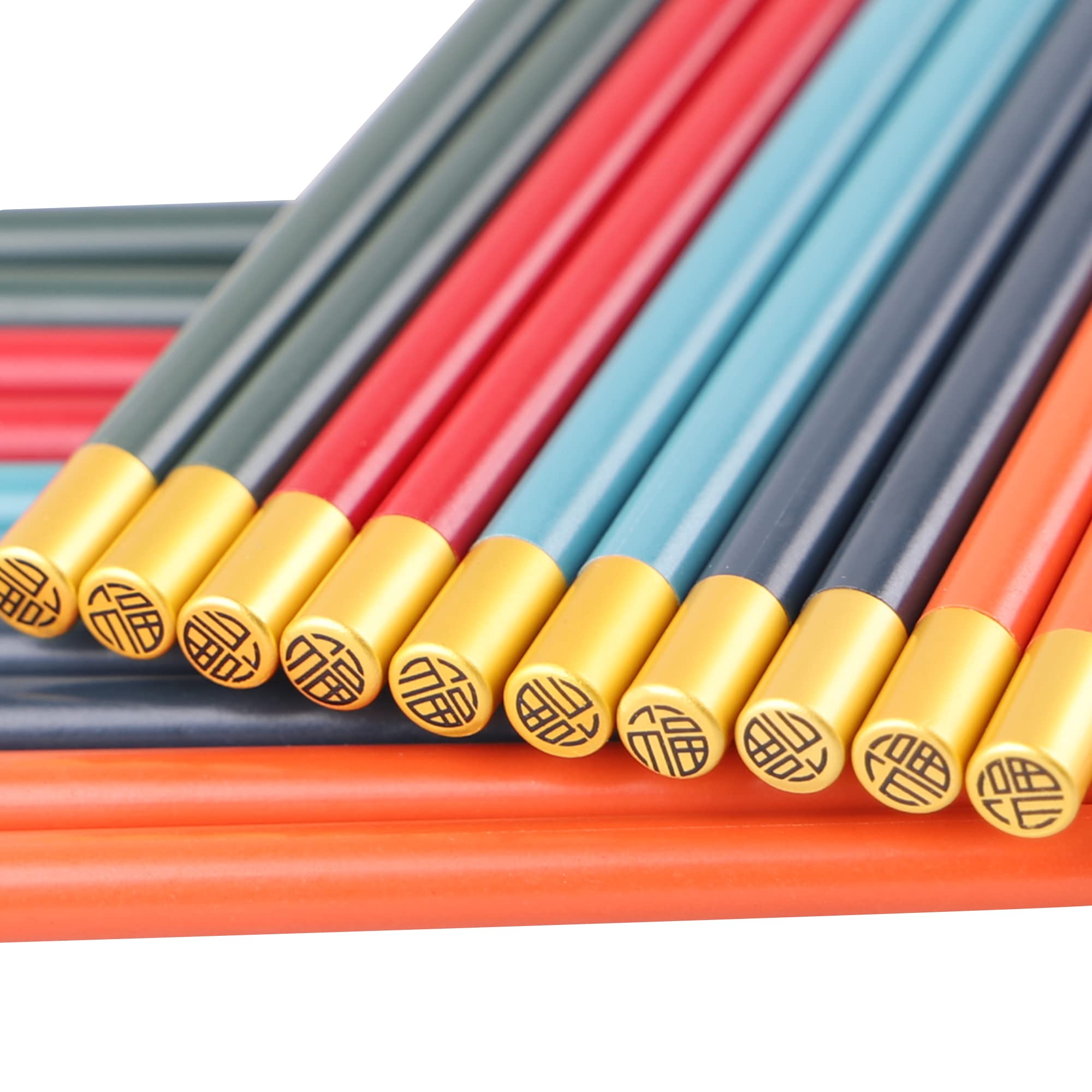 Limoer Reusable Chopsticks Non-Slip Chop Sticks Set Fiberglass Chinese Japanese Style, 5 Pairs Different colors 9.8 Inch, Multicolor (CP0001-9.8)