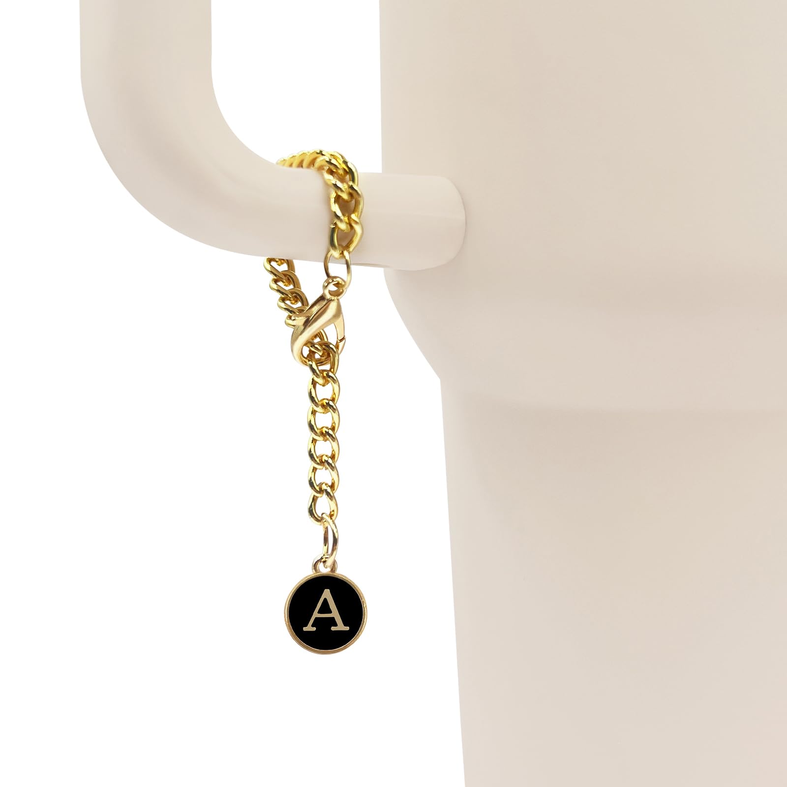 Velaco 4 PCS Initial Letter Charm Accessories and Straw Cover Pack- Chains with Initial Letter for Stanley 20 30 40 oz Tumbler with Handle