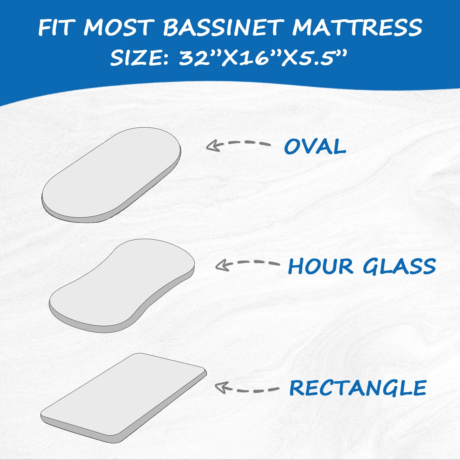 Muslin Bassinet Sheets for Baby Girl Boy, Boho Baby Bassinet Sheets Fitted for Oval Hourglass Rectangular Bassinet Mattress Pad(32"x16"), Soft Breathable Rayon Made Form Bamboo, 2 Pack