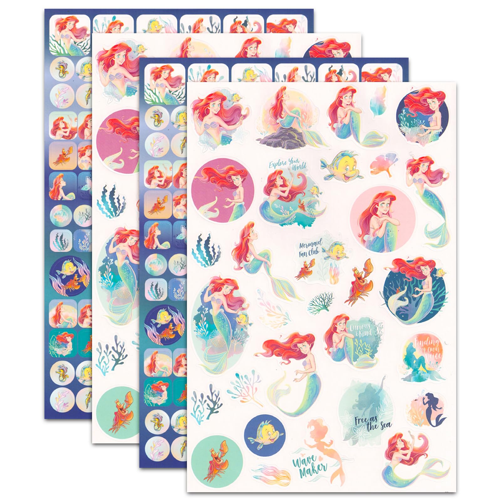 The Little Mermaid Twin Bedding Set for Girls - Bundle with Ariel Bedspread, Flat Sheet, Fitted Sheet, and Pillowcase for Twin Bed Plus Room Decor, Stickers, More | Little Mermaid Bedroom Decor