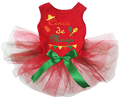 Petitebella Cinco De Mayo Carnival Style Puppy Dog Dress (Red/Red, Small)