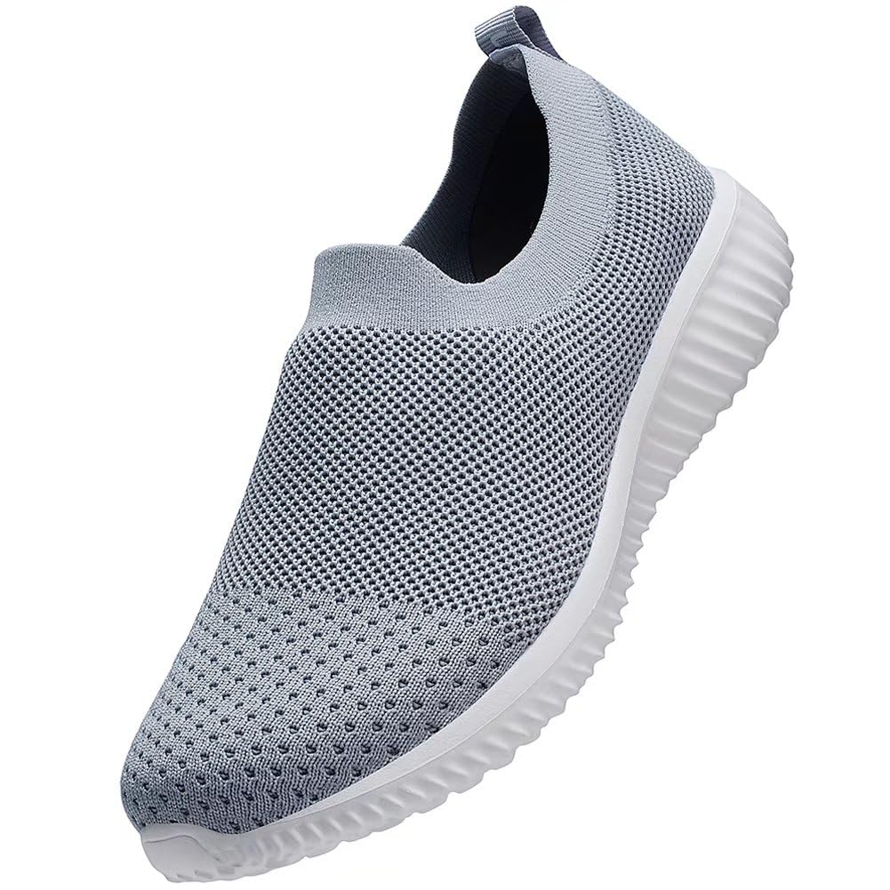 LANCROP Women's Walking Nurse Shoes - Mesh Slip on Comfortable Sneakers 8 US, Label 38.5 Grey