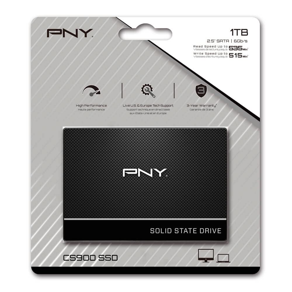 PNY CS900 1TB 3D NAND 2.5" SATA III Internal Solid State Drive (SSD) & CS900 250GB 3D NAND 2.5" SATA III Internal (SSD) & CS900 500GB 3D NAND 2.5" SATA III Internal (SSD)