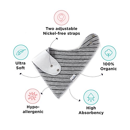 KiddyStar Organic Cotton Toddler Bibs: Bandana Bibs for Drooling, Teething, Feeding & Newborn Babies, Ultra Soft & Absorbent, 8 Pack