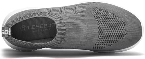 LANCROP Women's Lightweight Walking Shoes - Casual Breathable Mesh Slip On Sneakers Wide 7 US, Label 37.5 Dark Grey
