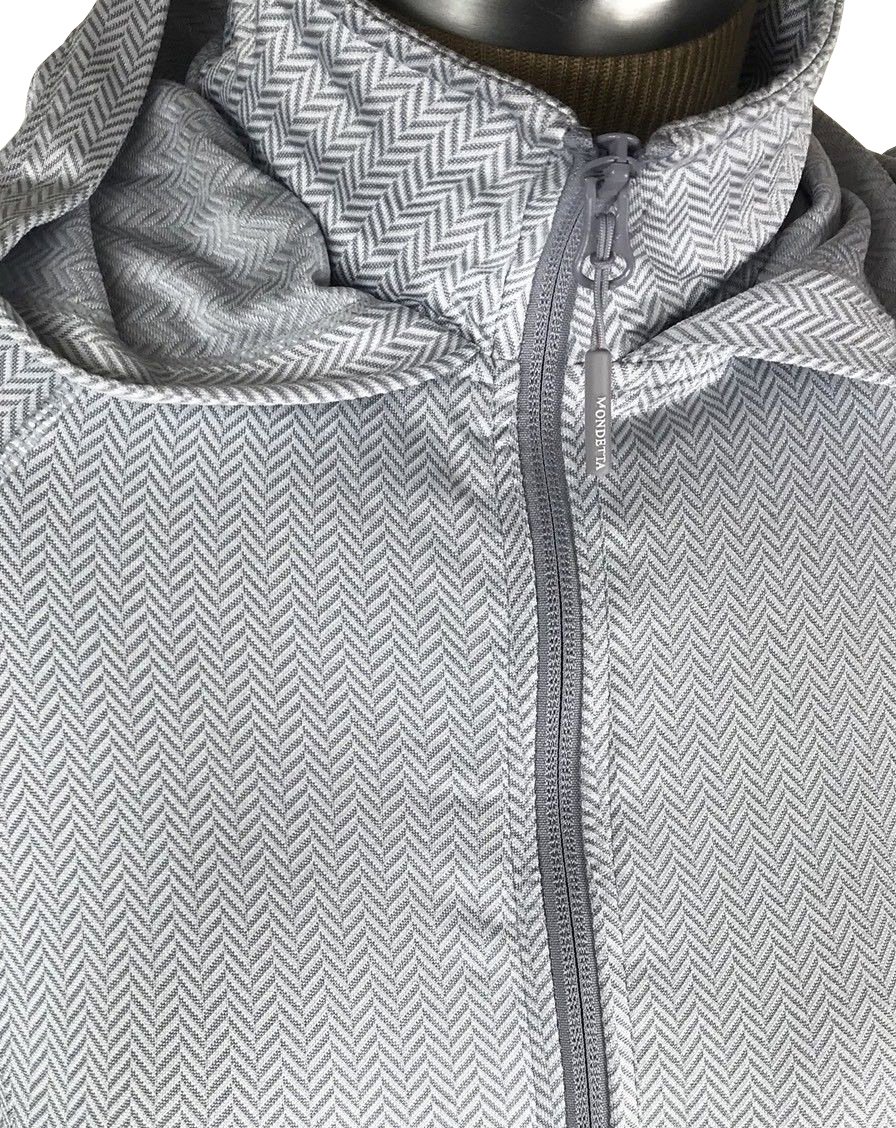 GGEZ Mondetta Women's Long Jacquard Hooded Knit Jacket (Gray/White Herringbone, X-Large)