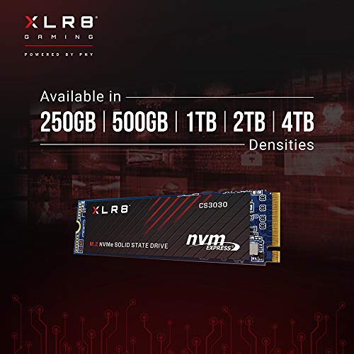 PNY XLR8 CS3030 500GB M.2 PCIe NVMe Gen3 x4 Internal Solid State Drive (SSD), Read up to 3,500 - M280CS3030-500-RB