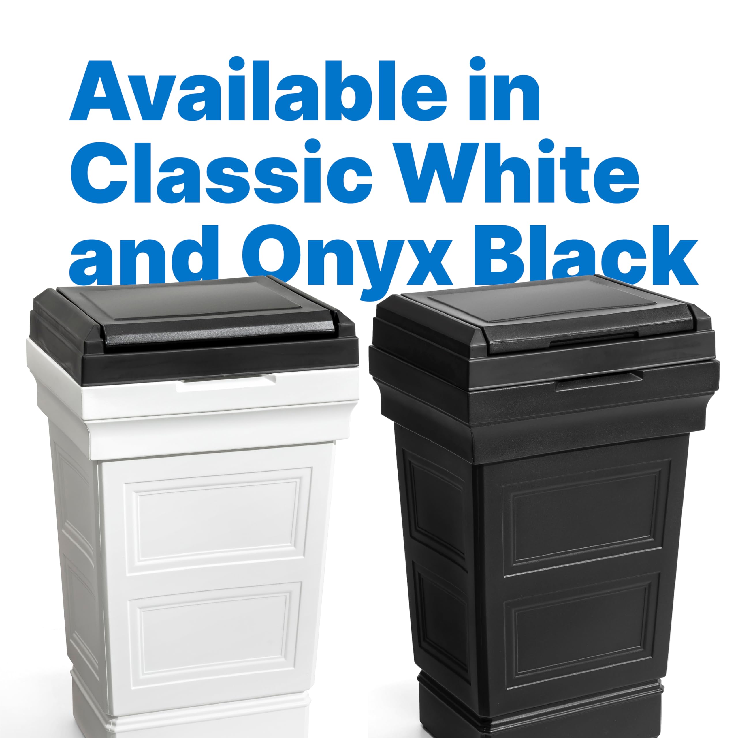 Step2 Atherton Large Garbage Container, Indoor/Outdoor Durable & Stylish Trash Can with Lid, Weather-Resistant, Classic White