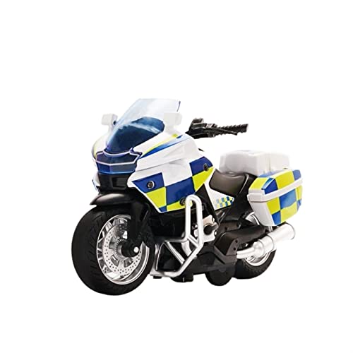 NASJAQ Model kit Simulation Toy Motorcycle Alloy Model Toy Car with Lights Children's Toys (Color : White)