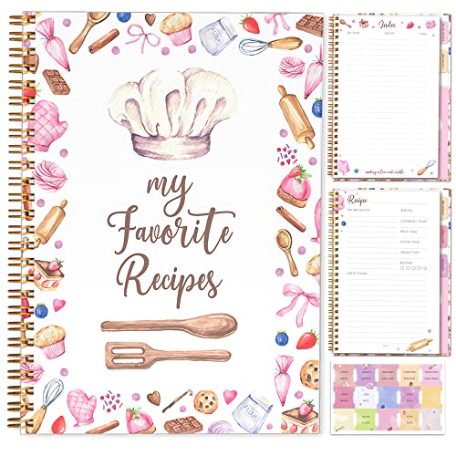 Recipe Book to Write in Your Own Recipes , 7"x10" Blank Recipe Book , Durable Hardcover Family Recipe Book , Recipe Book For Own Recipes , Recipe Organizer , 120 Pages Blank Cookbook, Recipe Binder