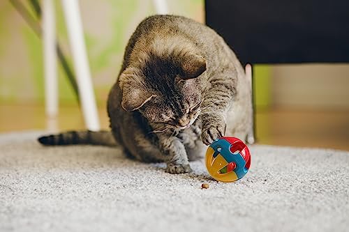 SIMENA Parrot Ball Toy with Bell, Cage Hanging Accessories for Medium to Large Birds, Parrot Toy, Interactive Puzzle Bird Bell Toy, Bird Ball, Cat Ball Toy (Globe, Set of 1)