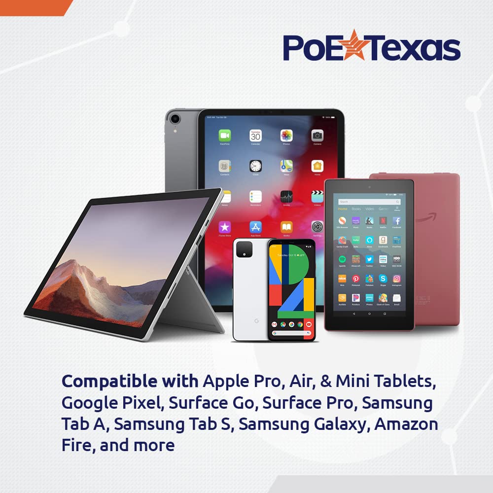 PoE Texas PoE+ Power and Data Adapter for USB-C Tablets & Devices for POS, Digital Signage, & More and PoE Injector - Single Port PoE+ Power Over Ethernet PoE Adapter for 802.3at