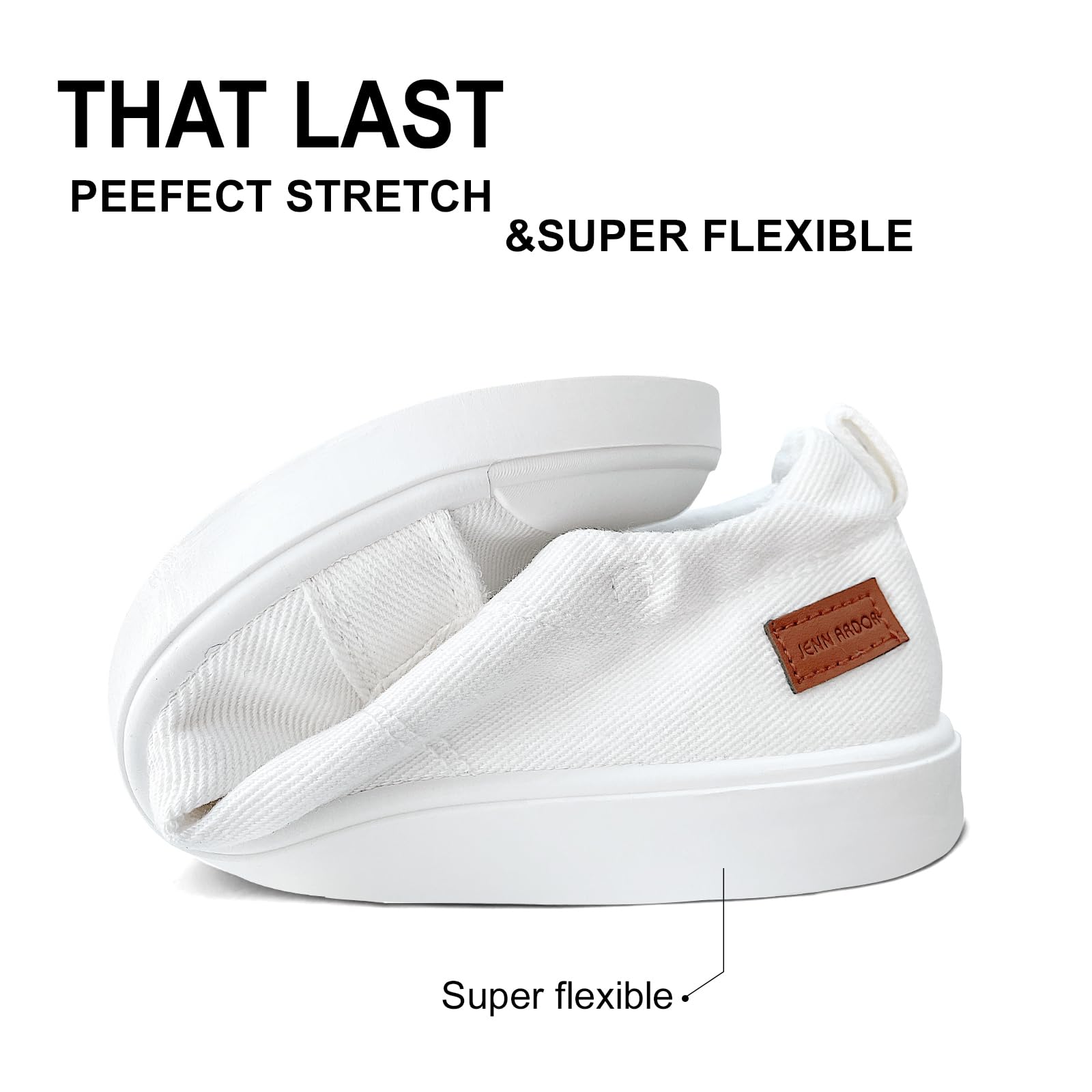 JENN ARDOR Womens Stylish Canvas Slip On Sneakers Low Top Casual Walking Shoes with Comfort, Durable, Lightweight, Non-Slip A-White