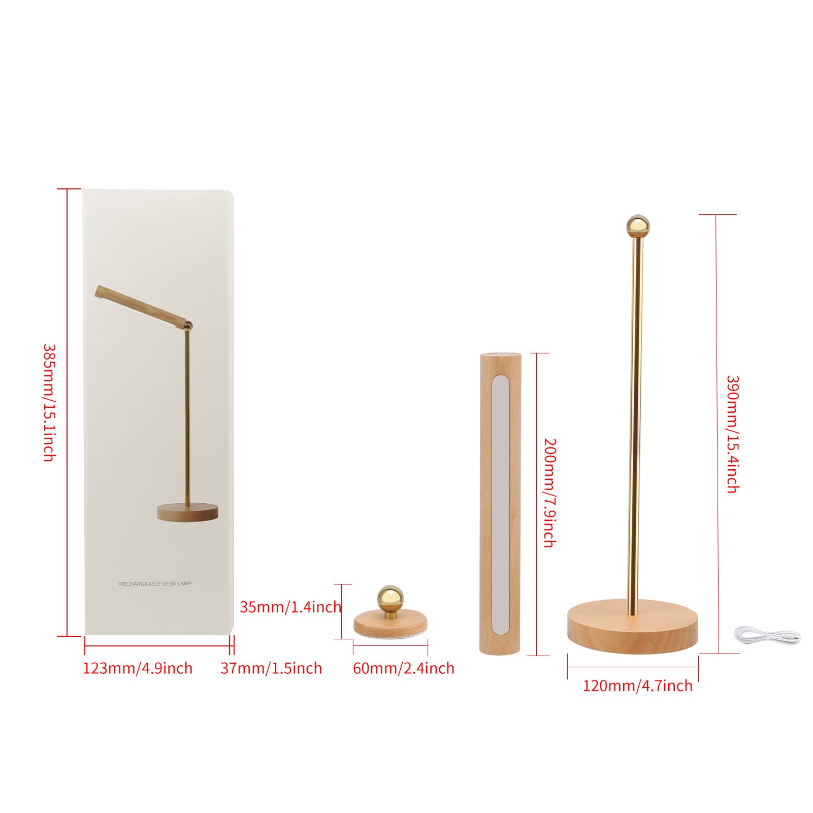 LANDGOO Wooden LED Table lamp Reading lamp Magnetic Dimmable Reading Light