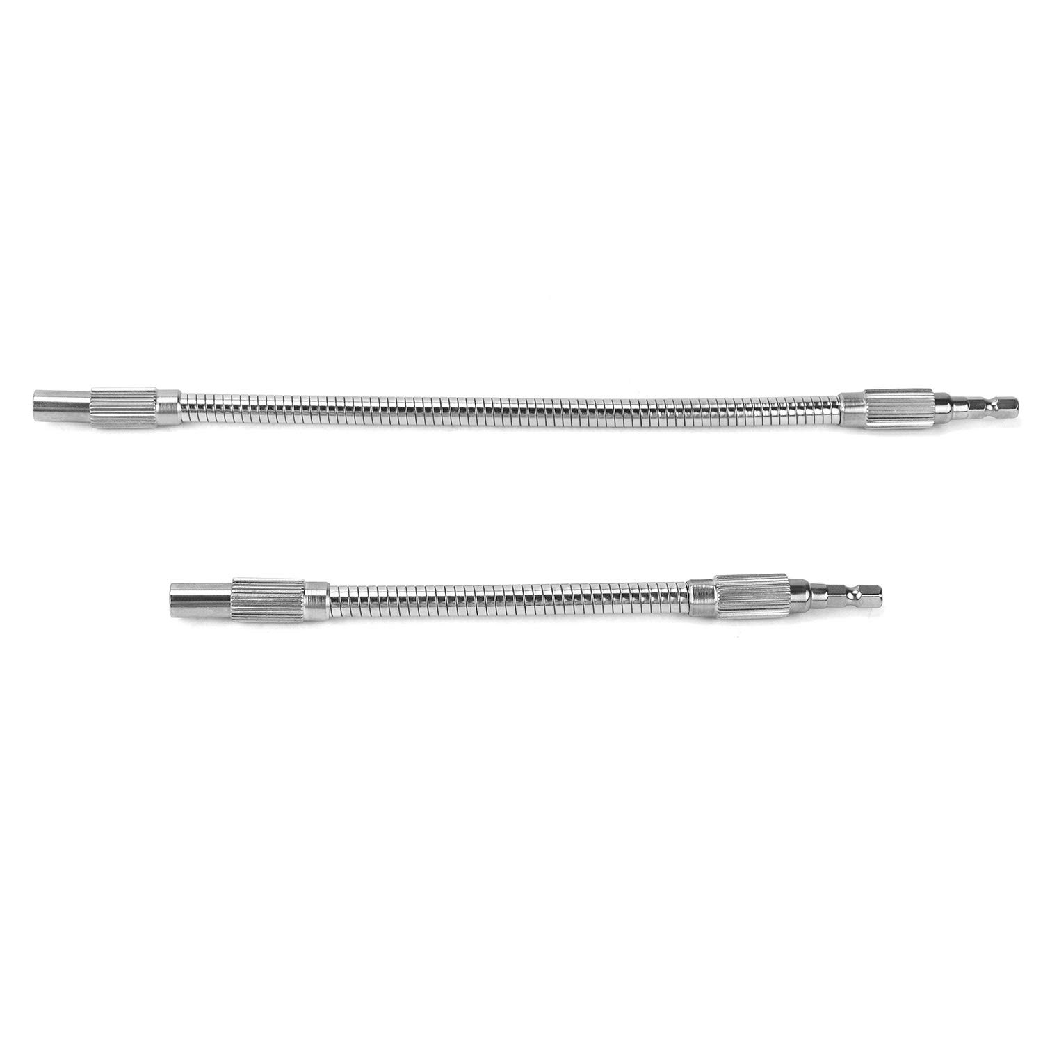 QWORK Flexible Extension Drill Bit Holder, 7.9" and 11.8" Flex Shaft Impact Driver Quick Change Magnetic 1/4 Hex Shank Connection for Power Drill, 2 Pcs