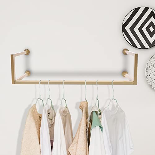 simimasen 39" Wall Mounted Garment Rack Heavy Duty Iron Clothes Rack Garment Clothes Hanging Rod Multi-Purpose Hanging Rod For Closet Storage