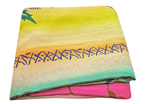 Peegli Indian Women's Crepe Silk Leaf Saree Vintage Pink Fabric DIY 5 Yards Sari