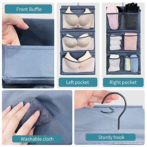 PENGFULL 3 Shelf Hanging Closet Organizer，Closet Hanging Organizer Foldable with 9 Side Pockets for Storage，Hanging Organizer for Closet & RV& Camper (Stationary Board)