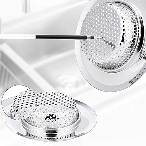 QYHOO 2 PCS Kitchen Sink Strainer Stainless Steel, 4.5 inch Diameter Anti-Clogging Drain Hair Catcher Mesh Catcher for Kitchen, Bathroom, Balcony, Floor Drain