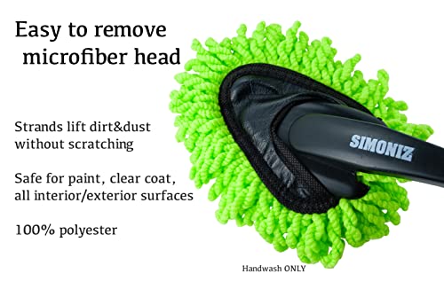 Simoniz 13” Detailers Microfiber Auto Duster - Dusting Wand Cleans, Dries & Polishes – Safe for All Interior or Exterior Surfaces - Great for Cars, Trucks, SUVs, Boats, RVs & Bikes or Home Cleaning