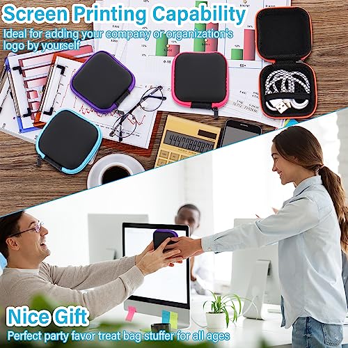 Sweetude 30 Sets Square Headphone Case Portable EVA Earbud Case Waterproof Ear Bud Case Holder Earbud Case Pouch Cell Phone Accessories Organizer with Hook for Earphone Earpieces Memory Card Chip