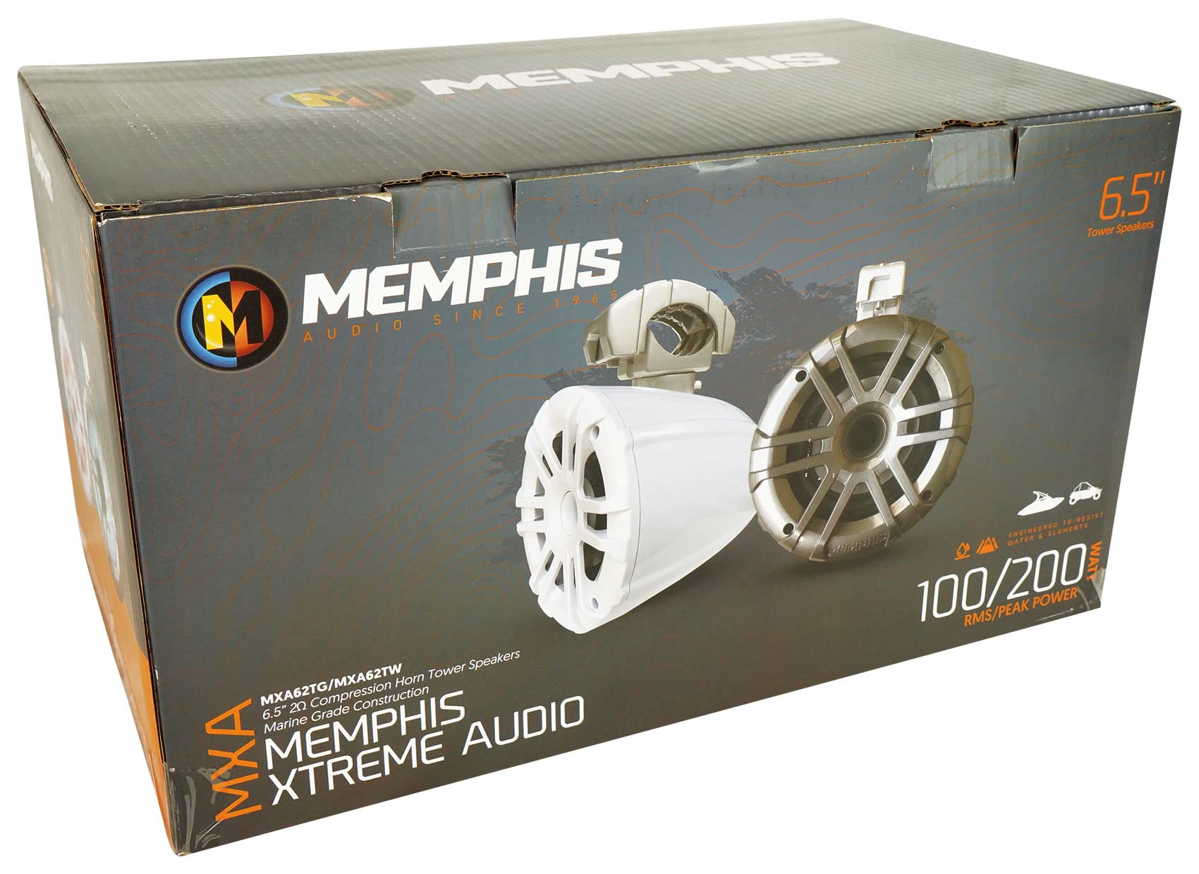 Memphis Audio 4 MXA62TW 6.5" Marine Wakeboard Tower Speakers/LED+Swivel White Bundle with Rockville RGHR51 5 Zone Single Din Marine Receiver (5 Items)