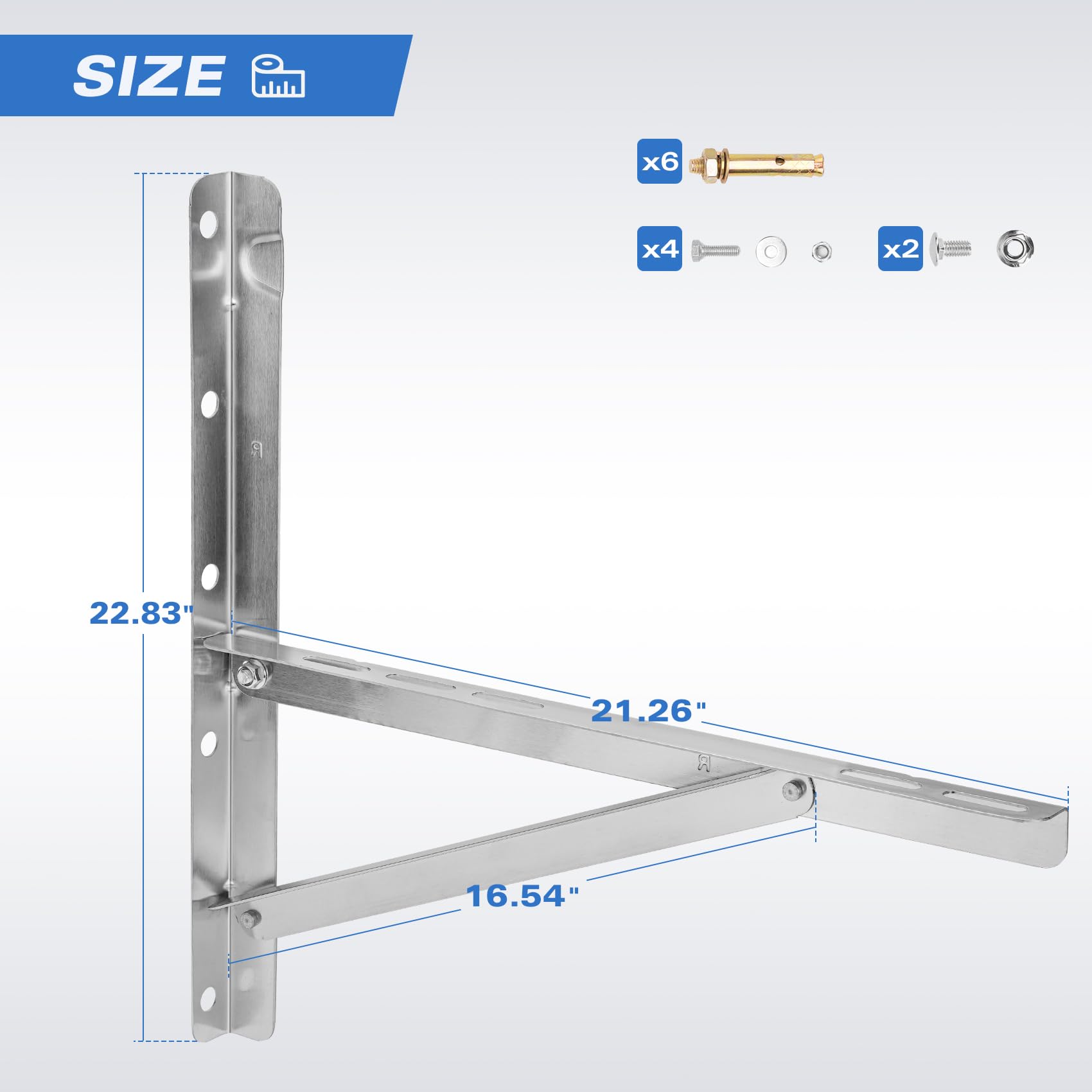 Mounting Bracket for 9000-36000BTU Condenser Ductless Mini Split Air Conditioner Heat Pump Systems, Support Condenser up to 500 lbs, Rust Free Stainless Steel