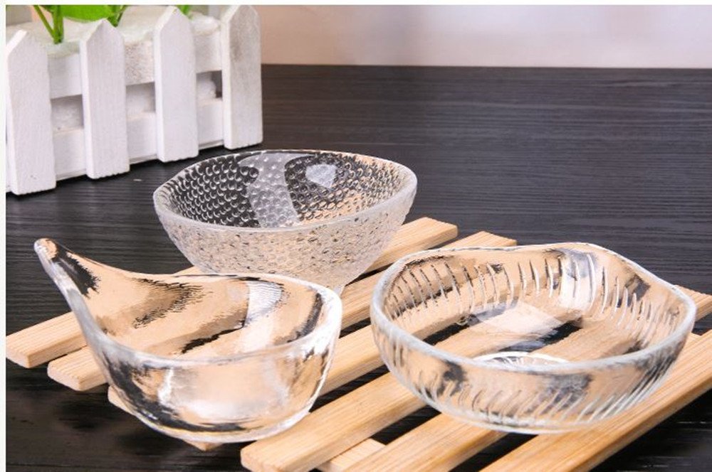 Leoyoubei 3 Ounce 3.25x1.5 inch Heat Resistant Glass Bowl for Ice Cream Dessert,Soy Sauce Dishes,Appetizer Spoons Stackable,Mini Side Dishes Ramekins Transparent 4 Packs (Point Bowl)