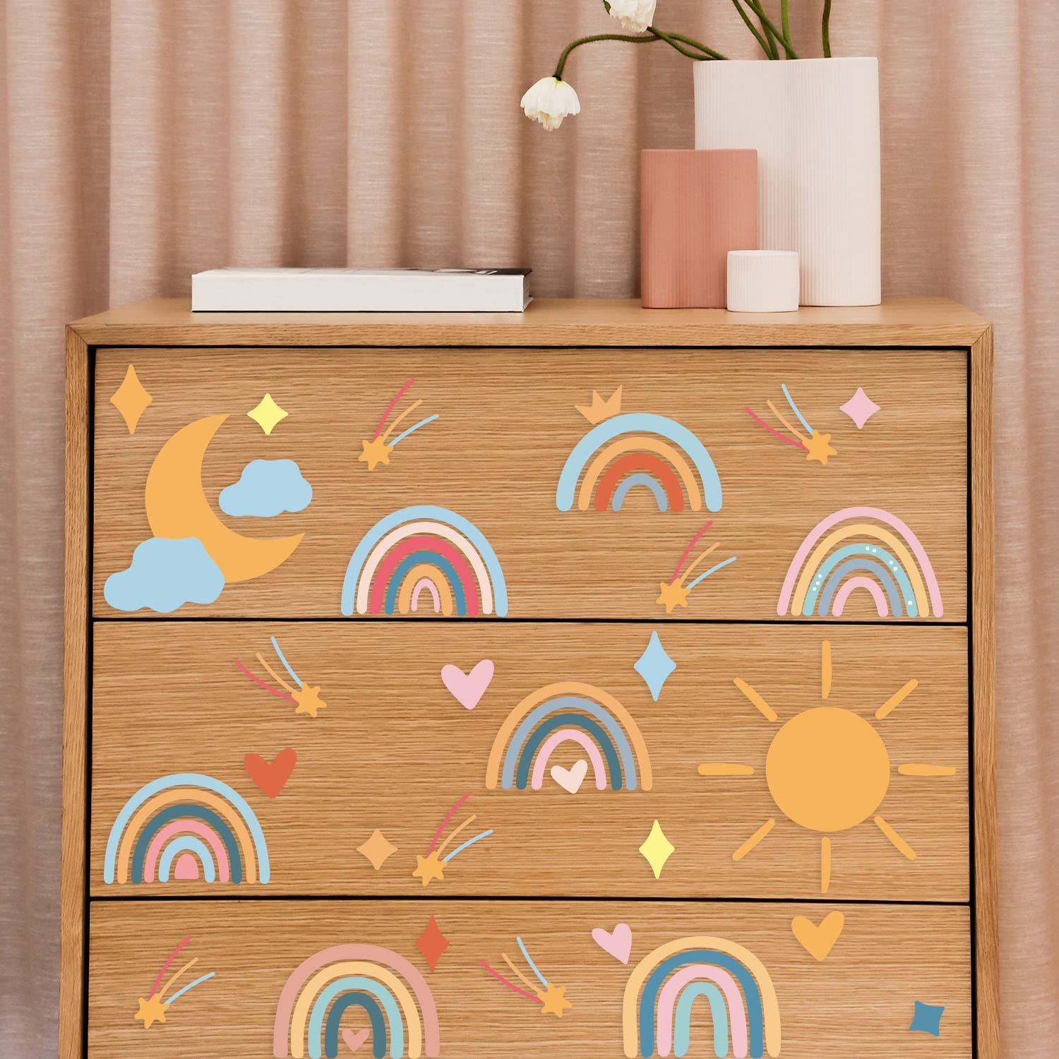 Rainbow Wall Decals Stickers Rainbow Wall Decor for Kids Room Little Girls Bedroom Nursery Playroom Daycare Classroom Parties Decoration (B)