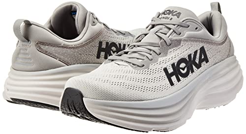 Hoka Men's Bondi 8 Sneaker, Sharkskin/Harbor Mist, 9.5