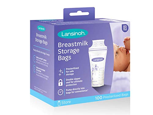 Lansinoh Breastmilk Storage Bags With Convenient Pour Spout Double Zipper Seal