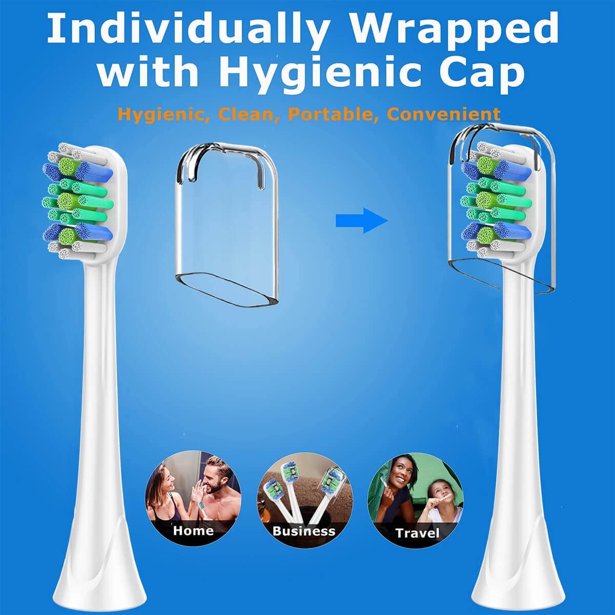 Replacement Toothbrush Heads Compatible with Philips Sonicare Replacement Heads, 4 Pack, Electric Brush Head for Sonic Care DiamondClean HX3x/6x/9x with Hygienic Cap