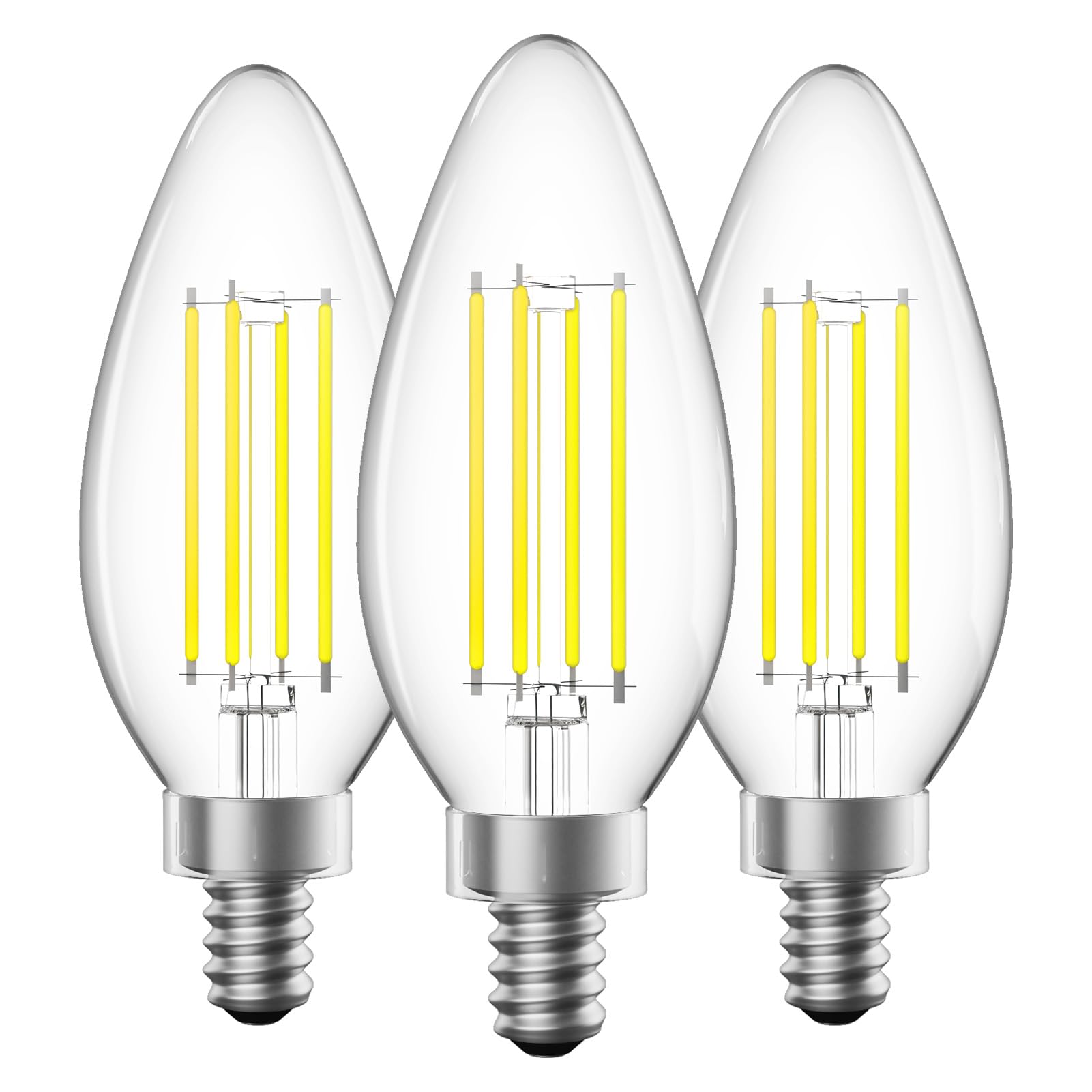 SHINESTAR E12 Candelabra LED Light Bulb, 60W Equivalent, Warm White 2700K, Dimmable Chandelier Light Bulbs, Decorative Candle Bulb, 500 Lumen, 3-Pack