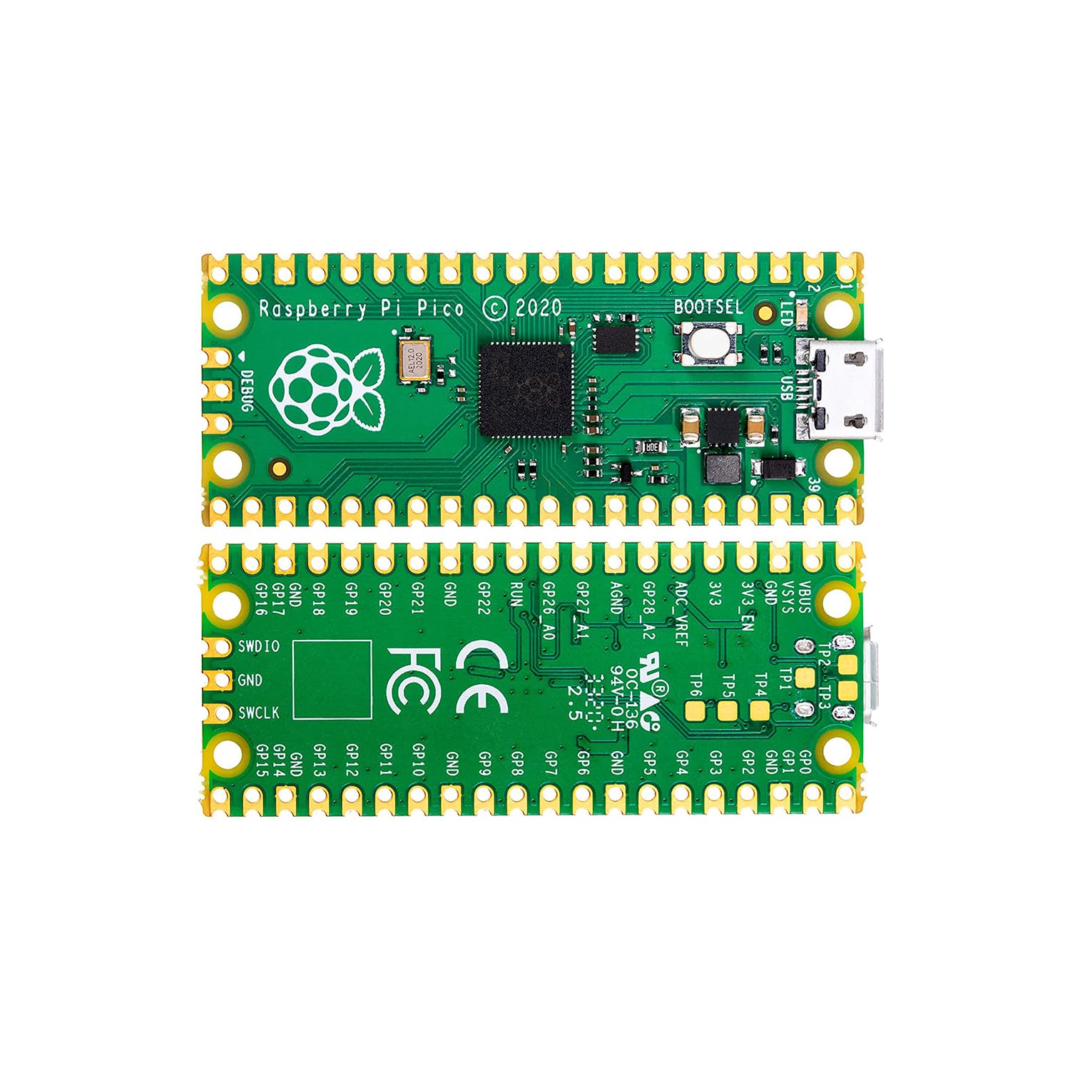 Raspberry Pi Pico Microcontroller Board, RP2040 Dual-core Arm Cortex M0+ Processor, Flexible Single Board Computer, Flagship Versatile Board by Raspberry Pi (1 Pack)