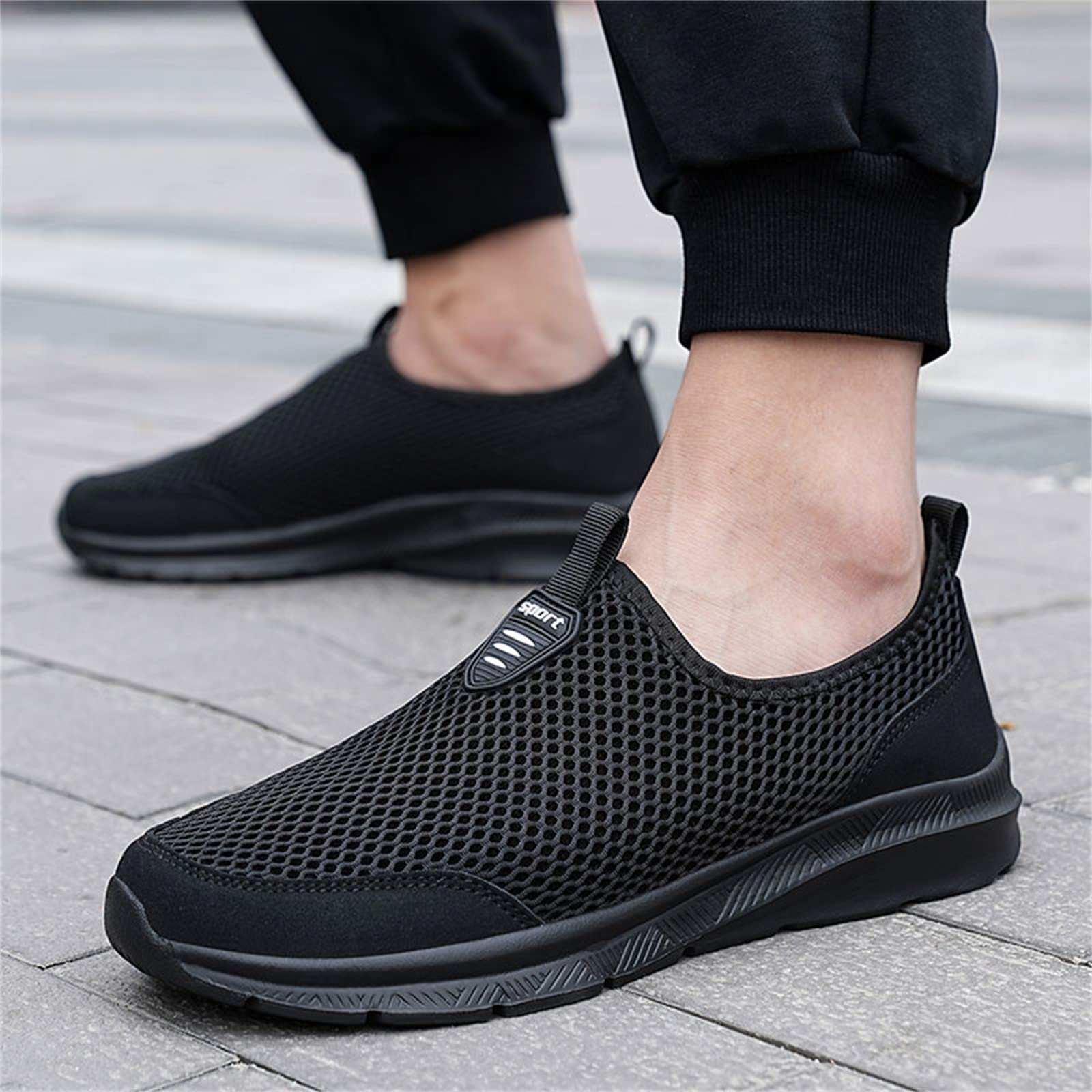 Men Solid Color Mesh Lace Up Casual Shoes Comfortable Breathable Soft Sole Sneakers Men Sneakers Us