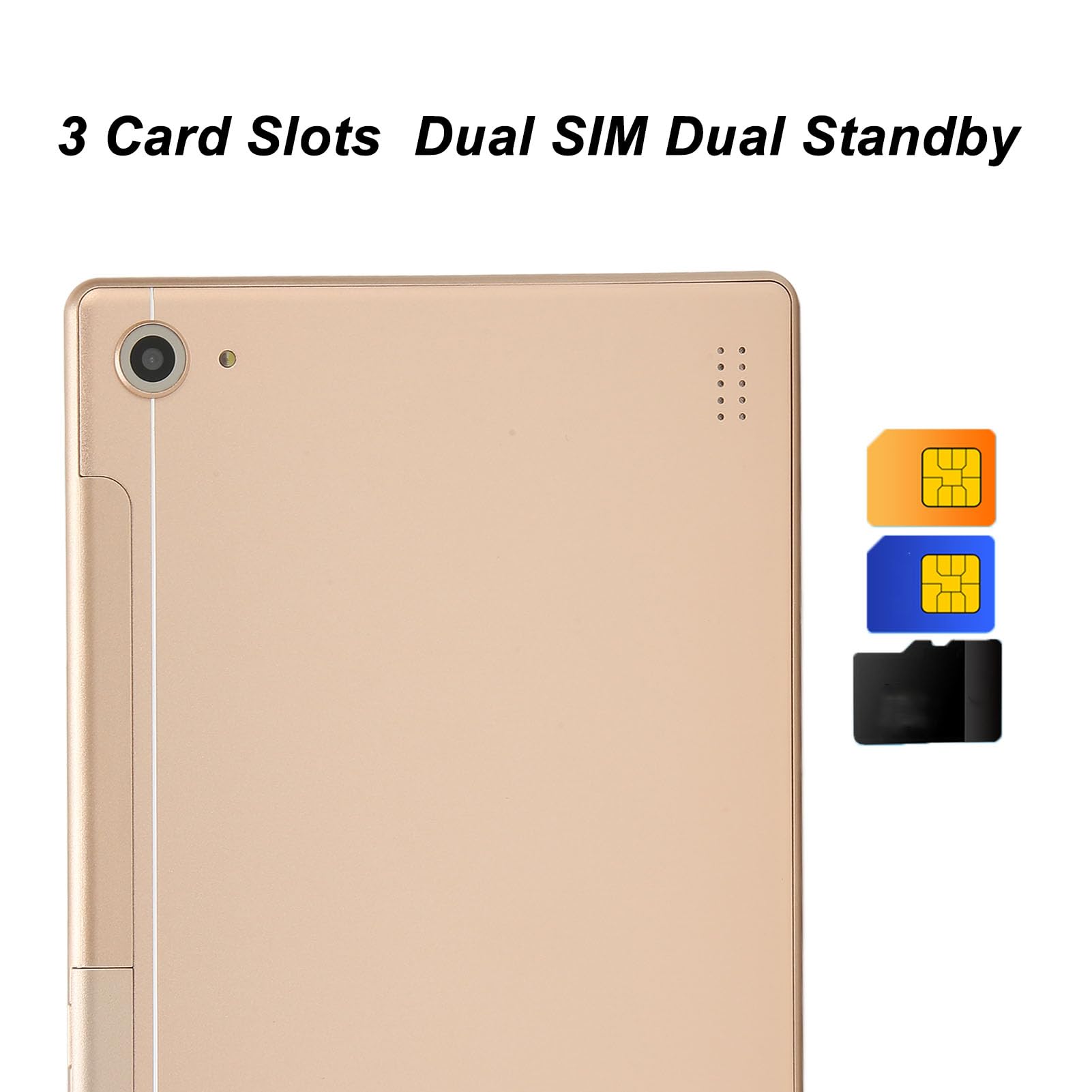 jerss Office Tablet, Octa Core CPU US Plug 100‑240V HD Tablet Dual Camera for Travel (Gold)